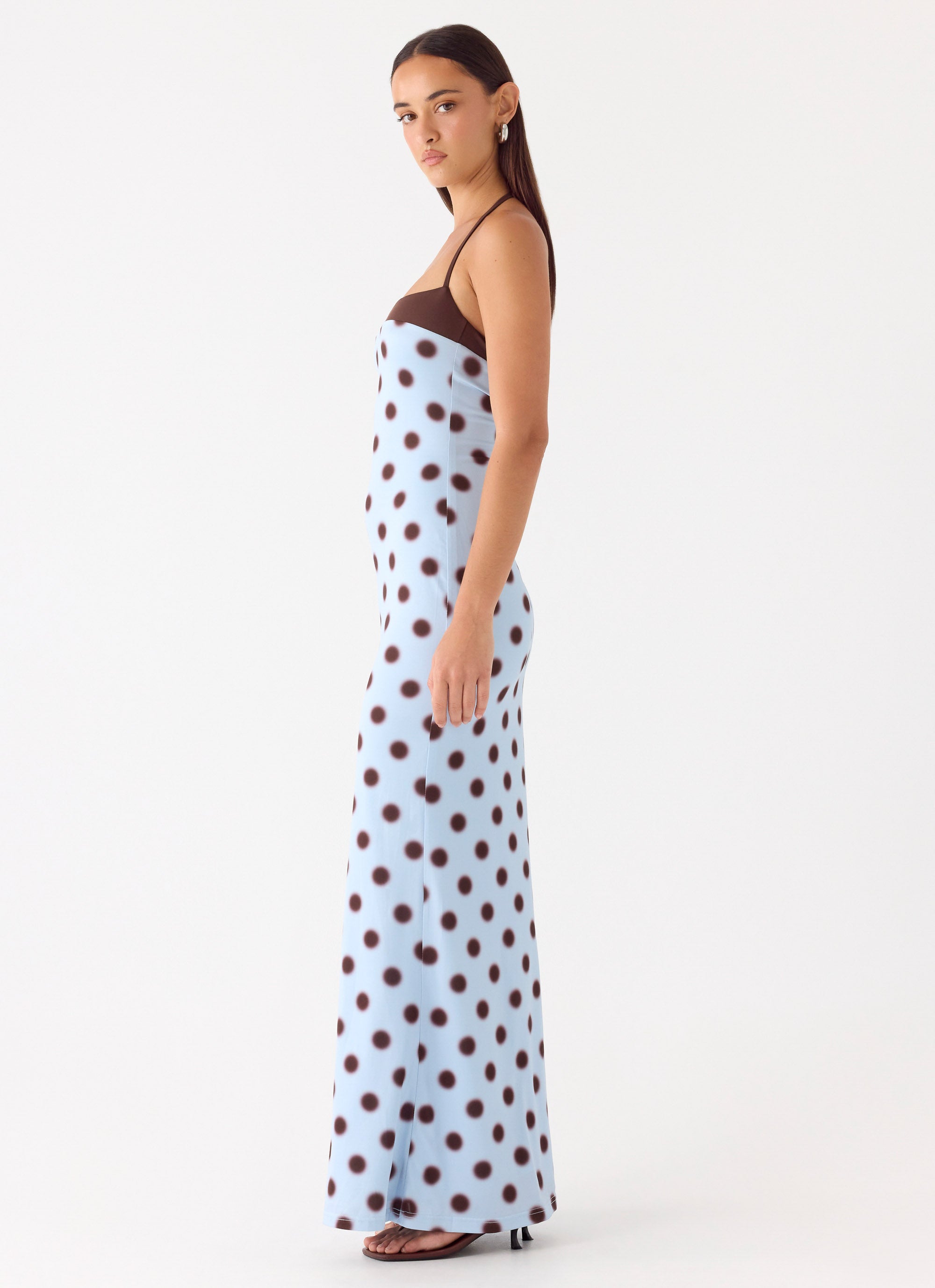 Alessandro Halter Maxi Dress - Blue Mocha Dot – Peppermayo