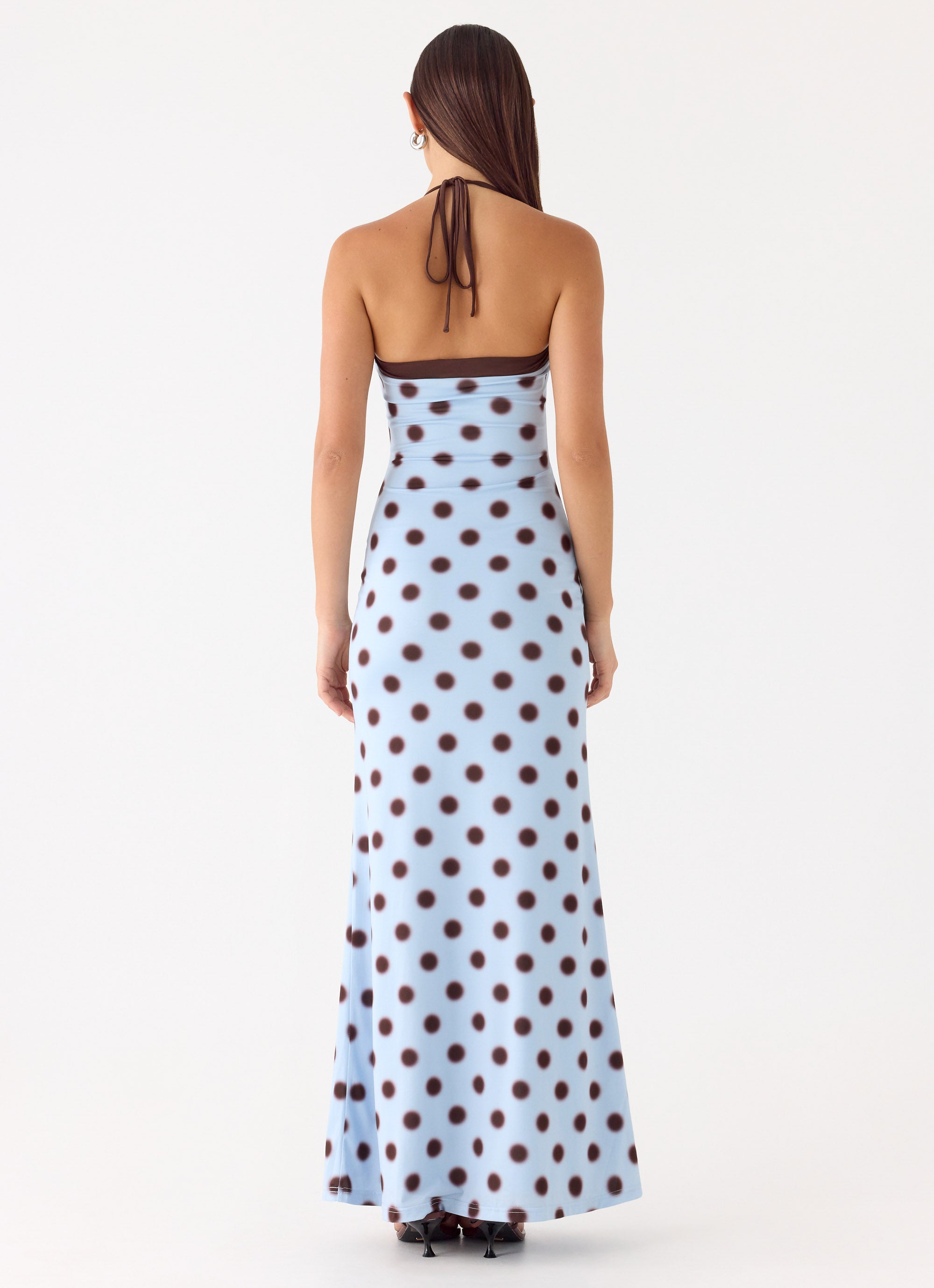 Alessandro Halter Maxi Dress - Blue Mocha Dot – Peppermayo
