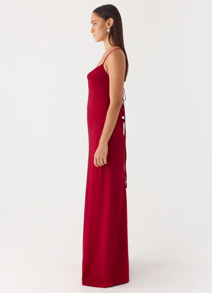 Saria Maxi Dress - Deep Red – Peppermayo